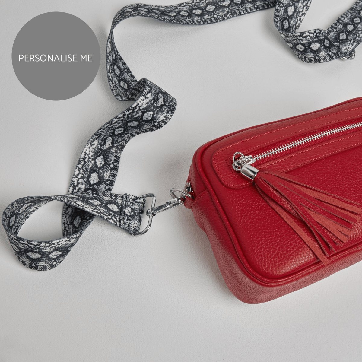 Florence - Crossbody Bag in Red with Snake Strap | Betsy & Floss ...