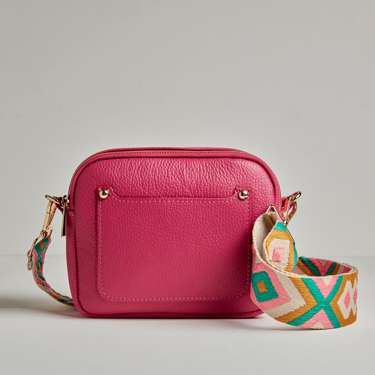 Sienna Crossbody Bag in Fuchsia Pink with Mustard and Pink Bohemian St ...